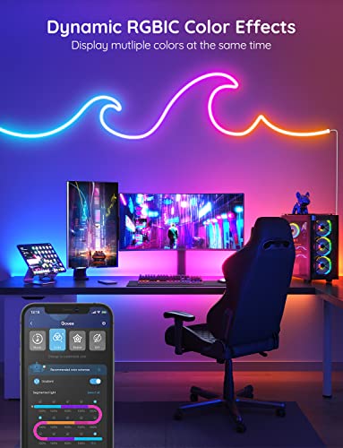 Govee Neon Rope Lights, RGBIC Rope Lights with Music Sync, DIY Design, Works with Alexa, Google Assistant, Gaming Lights, 10ft LED Strip Lights for Bedroom Living Room Decor (Not Support 5G WiFi)