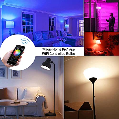 Alexa Light Bulb, LED Light Bulb, Smart Bulb, Work with Alexa Google Echo Dot(No Hub Required), WiFi Color Changing Light Bulb, RGBCW A19 E26 Equivalent 60W, Dimmable 2.4Ghz only, 2 Pack CT CAPETRONIX