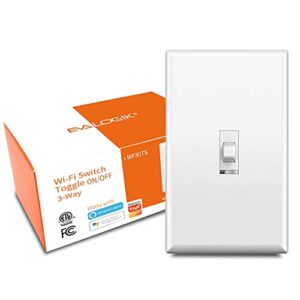 3-way smart wifi toggle light switch, on/off control, in-wall, no hub required, compatible with alexa and google home, etl and fcc listed (wf30ts)