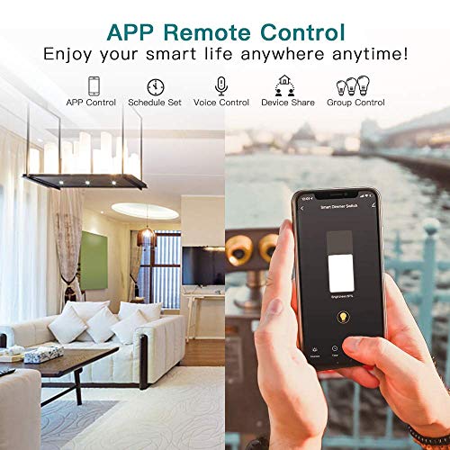 TREATLIFE 3 Way Smart Dimmer Switch 2 Pack, 2 Master Dimmer Switch Compatible with Alexa, Google Assistant, WiFi Light Switch Remote Control, Neutral Wire Needed, Schedule, No Hub Required