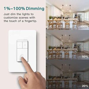 TREATLIFE 3 Way Smart Dimmer Switch 2 Pack, 2 Master Dimmer Switch Compatible with Alexa, Google Assistant, WiFi Light Switch Remote Control, Neutral Wire Needed, Schedule, No Hub Required