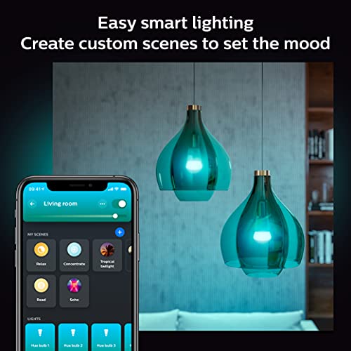 Philips Hue White and Color Ambiance Medium Lumen (75W) Smart Button Starter Kit, Hub Included, 16 Millions Colors, Works with Amazon Alexa, Google Assistant, Apple HomeKit (New Version)