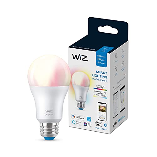 WiZ Connected Color 60W A19 Smart WiFi Light Bulb, 16 Million Colors, Compatible with Alexa and Google Home Assistant, No Hub Required, 1 Bulb