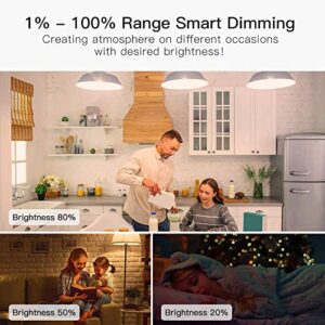 TREATLIFE Smart Light Bulbs, WiFi LED Light Bulb, Dimmable Smart Bulb Works with Alexa, Google Home, SmartThings, Warm White& Cool White(2700K-6500K), 2.4Ghz, 800LM, E26, A19, 9W, No Hub Required