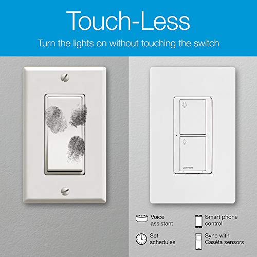 Lutron Caseta Switch & Remote-Wireless Control | 3-Way Switch | Compatible with Alexa, Apple HomeKit, and the Google Assistant | P-PKG1WS-WH | White