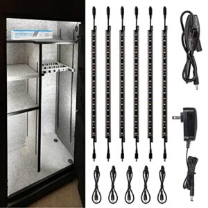 torchstar led safe lighting kit, (6) 12 inch linkable light bars + rocker switch + ul power adapter, 900lm, input 100-240v, for under cabinet gun safe locker closet showcase, 5000k daylight