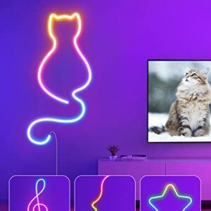 Govee Neon Rope Lights RGBIC, 16.4ft LED Strip Lights Music Sync, Customizable DIY Design, Works with Alexa Google Assistant, Personalized Neon Lights for Gaming Room Wall Decor (Not Support 5G WiFi)