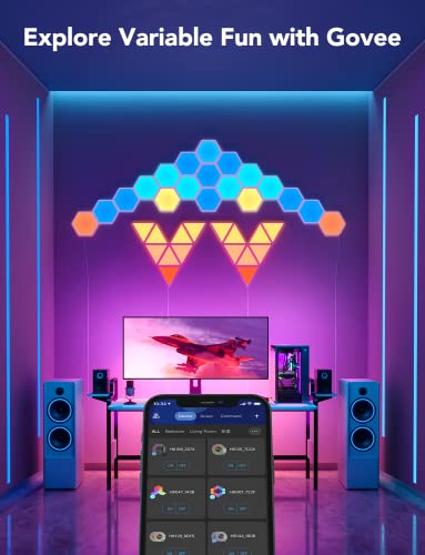 Govee Glide Hexa Light Panels, RGBIC LED Hexagon Wall Lights, Wi-Fi Smart Home Decor Creative Lights with Music Sync, Works with Alexa Google Assistant for Living Room, Bedroom, Gaming Rooms,10 Pack