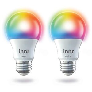 innr Color Smart Bulb A19, Works with Philips Hue, Alexa, Hey Google, SmartThings (Hub Required), Zigbee, Lights, Dimmable RGBW LED Light Bulbs A19 with E26 Base, 60W Equivalent, 2-Pack, AE 280 C-2