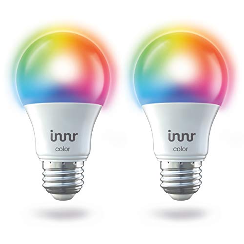 innr Color Smart Bulb A19, Works with Philips Hue, Alexa, Hey Google, SmartThings (Hub Required), Zigbee, Lights, Dimmable RGBW LED Light Bulbs A19 with E26 Base, 60W Equivalent, 2-Pack, AE 280 C-2