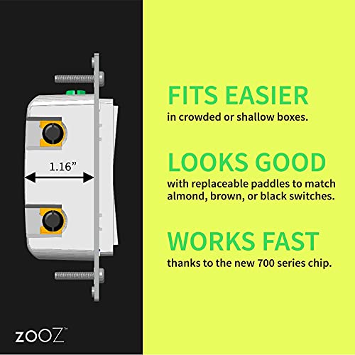 Zooz 700 Series Z-Wave Plus On/Off Switch ZEN71, White | Direct 3-Way (No Add-On Switch Needed) | Z-Wave Hub Required