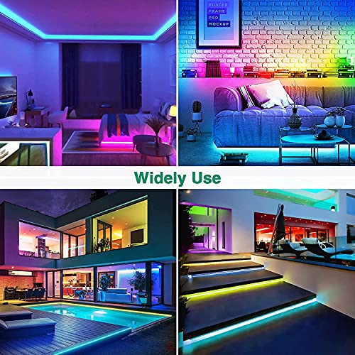 12v RGB Led Light Strip,Flexible Led Strip Lights IP65 Waterproof Cuttable Led Neon Flex Alexa WiFi Compatible Silicone 16.4ft Color Changing Bluetooth Phone App Control with Remote for Party DIY