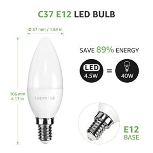 LE Smart Light Bulbs, E12 Candelabra LED Bulbs, Works with Alexa & Google Assistant, Tunable White 2700K-6500K, Dimmable with App, 40 Watt Equivalent, No Hub Required, 2.4G WiFi Only, Pack of 2