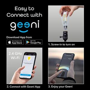 Geeni LUX Edison ST21 (ST64) Edison WiFi LED Smart Bulb, 2700K-6500K 8W, E26 Base, Dimmable, Tunable White Light, Works with Alexa & Google Home, 2 Pack