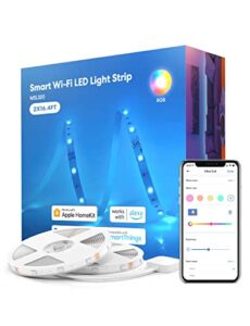 smart led strip lights works with apple homekit, 32.8ft wifi rgb strip, compatible with siri, alexa&google and smartthings, app control, color changing lights strip for bedroom, living room, kitchen