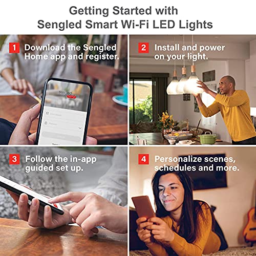 Sengled Smart Light Bulbs, WiFi Light Bulbs, Alexa Light Bulb, Smart Bulbs that Work with Alexa & Google Assistant, A19 Daylight (5000K) No Hub Required, 800LM 60W Equivalent High CRI>90, 2 Pack