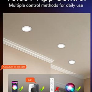 Lumary Recessed Lighting Slim 6 Inch Smart LED Recessed Lights 13W 1100LM WiFi Bluetooth LED Retrofit Downlight with Junction Box Work with Alexa/Google Assistant(6inch-4PCS)