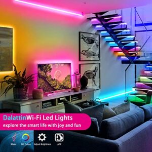 dalattin Smart Led Strip Lights WiFi 25ft Compatible with Alexa Led Lights Music Sync 5050 16 Million Colors Changing Phone APP and 24 Key Remote for Home,Kitchen,TV,Party