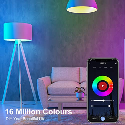 A15 LED Smart Bulb, 5W=40W,Compatible with Alexa, Google Assistant, E12 Base, Dimmable, WiFi, RGB Color Changing, Tunable White 2700K-6500K, Globe Shape, G45 Ceiling Fan Light Bulbs 4 Pack