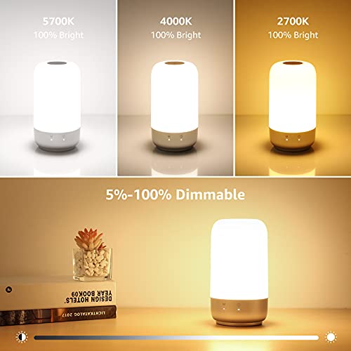 Lepro Smart Table Lamp, Dimmable LED Touch Lamp Compatible with Alexa and Google Assistant, Tunable Warm White Bedside Night Light, RGB Color Changing Ambient lamp for Bedroom, Silver, 2.4 GHz Wifi