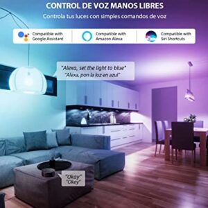 OHLUX Smart WiFi & Bluetooth Alexa Light Bulbs, 10W (100W Equivalent) Color Changing Light Bulbs with Music Sync, Work with Alexa Google Home Siri, A19 E26 900LM 4Pack