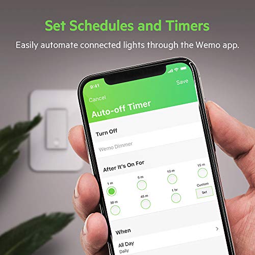 WeMo - WDS060 Wemo WiFi Smart Dimmer Switch (Dim + Control Lights from Anywhere w/App, Voice Control w/Alexa, Google Assistant, Apple HomeKit)