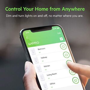 WeMo - WDS060 Wemo WiFi Smart Dimmer Switch (Dim + Control Lights from Anywhere w/App, Voice Control w/Alexa, Google Assistant, Apple HomeKit)