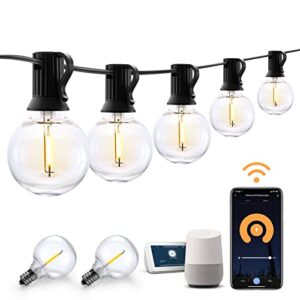 xmcosy+ patio lights, smart outdoor string lights 50ft, g40 globe patio lights with 25 dimmable led bulbs, app control, work with alexa, connectable waterproof led outdoor lights for patio porch