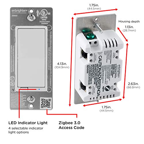 Enbrighten 43080 Zigbee Light QuickFit and SimpleWire, Pairs Directly with Echo Studio/Show 10/Plus 1st & 2nd Gen, Paddle Smart dimmer, White & Light Almond