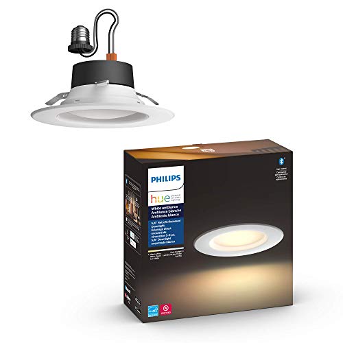 Philips Hue White Ambiance LED Smart Retrofit 5/6-inch Recessed Downlight, Bluetooth & Zigbee Compatible, Warm-to-Cool White Light (Hue Hub Optional), 1-Pack