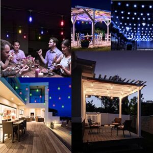 XMCOSY+ Outdoor String Lights, Smart 49Ft Patio Lights RGB, App & WiFi Control Color Changing LED String Lights with Dimmable 15 LED Bulbs, Works with Alexa, IP65 Waterproof, Shatterproof