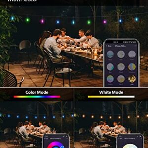 XMCOSY+ Outdoor String Lights, Smart 49Ft Patio Lights RGB, App & WiFi Control Color Changing LED String Lights with Dimmable 15 LED Bulbs, Works with Alexa, IP65 Waterproof, Shatterproof