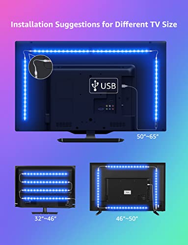 Smart LED Lights for TV - 6.56FT TV LED Backlights Work with Alexa and Google Assistant, App and Voice Control Strip Lights for 32-65 inch TVs, Computer, Bedroom, 16 Million RGB DIY Colors