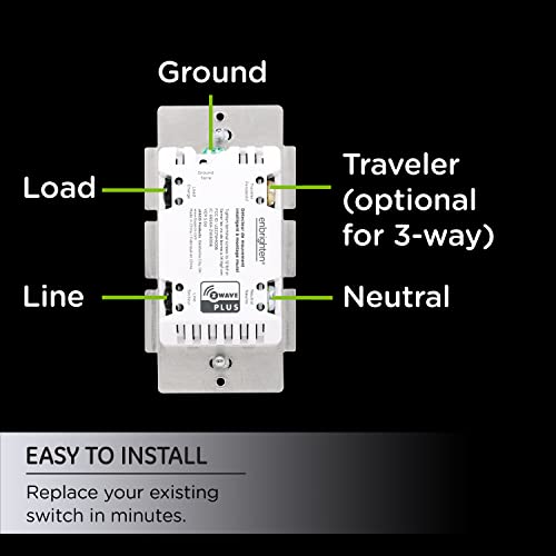 Enbrighten Z-Wave Plus Smart Motion Sensor Light Switch, On/Off, Vacancy / Occupancy Sensor, Includes White and Lt. Almond, Zwave Hub Required, Works with SmartThings, Wink, and Alexa, 26931