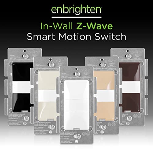 Enbrighten Z-Wave Plus Smart Motion Sensor Light Switch, On/Off, Vacancy / Occupancy Sensor, Includes White and Lt. Almond, Zwave Hub Required, Works with SmartThings, Wink, and Alexa, 26931