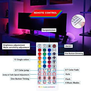 LED Strip Lights with Remote, 32.8 Feet LED Light Strip Music Sync for Room Lighting, Color Changing Tape Lights Kit with LED Controller, Flexible LED Strip for Home Kitchen