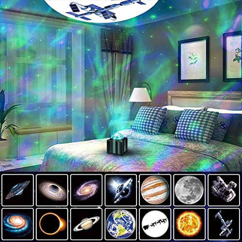 WANRAYW Star Projector, 15 in 1 Space Projector, Night Light with Remote Control, Galaxy Projector with Bluetooth Speaker, Moon Light for Bedroom/Game Room/Party, Romantic Star Light for Partners