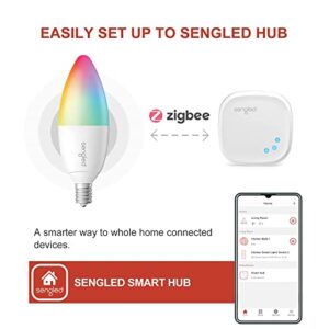 Sengled Zigbee Smart Candelabra Bulbs, Hub Required, Dimmable Multicolor E12 LED Candle Light Bulb Work with Alexa Echo(4th Gen), Echo Plus, Google/SmartThings, Voice/APP Control, 450 LM/40W Eqv. 4PK