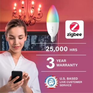 Sengled Zigbee Smart Candelabra Bulbs, Hub Required, Dimmable Multicolor E12 LED Candle Light Bulb Work with Alexa Echo(4th Gen), Echo Plus, Google/SmartThings, Voice/APP Control, 450 LM/40W Eqv. 4PK