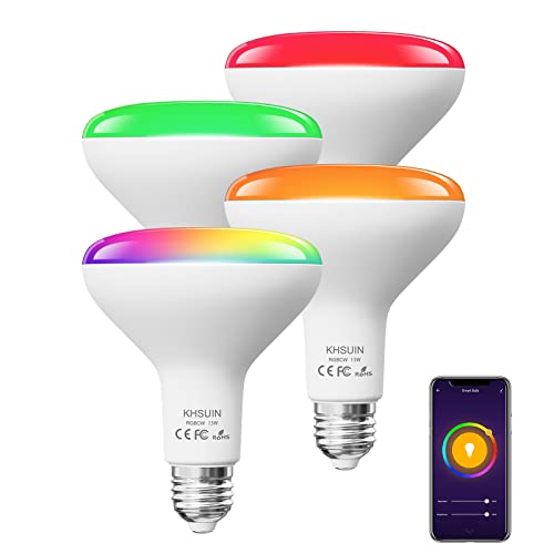 Bright Smart Light Bulbs 13W 100W Equivalent 1300 Lumens 2700K-6500K Tunable BR30 Wifi Color Changing Light Bulb Works with Alexa Google,Recessed Alexa Light Bulb,Dimmable Flood Smart Bulb,4 Pack