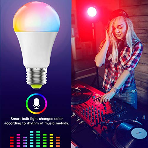 HaoDeng Smart Bulbs, Smart home lighting, WiFi Light Bulbs, Color Changing Light Bulb, Smart Light Bulb Works with Alexa, Google Home, A19 Alexa Light Bulb No Hub Required, 60W Equivalent 500LM, 3Pack