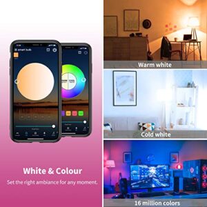 HaoDeng Smart Bulbs, Smart home lighting, WiFi Light Bulbs, Color Changing Light Bulb, Smart Light Bulb Works with Alexa, Google Home, A19 Alexa Light Bulb No Hub Required, 60W Equivalent 500LM, 3Pack