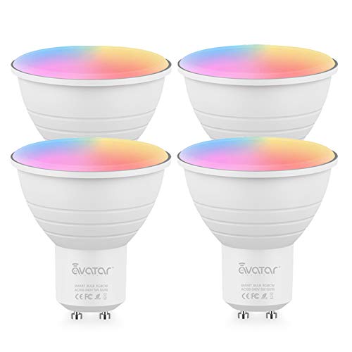 Avatar Controls 4 Pack Smart Bulb GU10, Alexa LED Light Bulbs Music Sync RGBCW Color Changing Dimmable WiFi Spot Lights Works with Google Home, Quick Connection