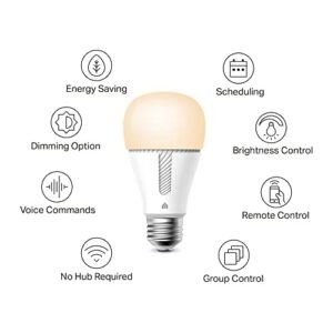 Kasa Smart Light Bulb KL110, LED Wi-Fi smart bulb works with Alexa and Google Home, A19 Dimmable, 2.4Ghz, No Hub Required, 800LM Soft White (2700K), 9W (60W Equivalent)