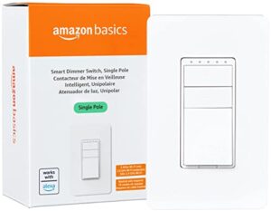 amazon basics single pole smart dimmer switch, neutral wire required, 2.4 ghz wifi, works with alexa