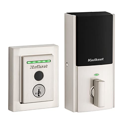 Kwikset Halo Touch Contemporary Square Wi-Fi Fingerprint Smart Lock No Hub Required featuring SmartKey Security in Satin Nickel (99590-003)