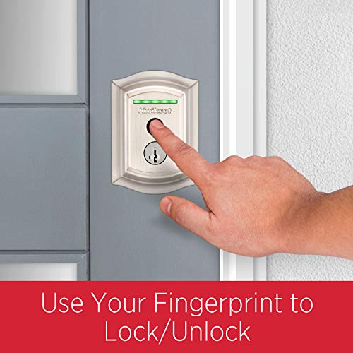 Kwikset Halo Touch Traditional Arched Wi-Fi Fingerprint Smart Lock No Hub Required featuring SmartKey Security in Satin Nickel (99590-001)