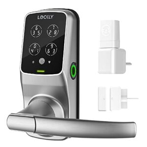 lockly secure pro, wi-fi smart door lock, keyless entry door lock, pin genie® keypad, 3d biometric fingerprint sensor, voice control, auto lock – satin nickel (pgd628wsn) – latch edition