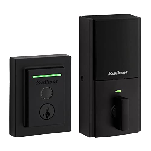 Kwikset Halo Touch Contemporary Square Wi-Fi Fingerprint Smart Lock No Hub Required featuring SmartKey Security in Matte Black (99590-004)