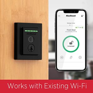 Kwikset Halo Touch Contemporary Square Wi-Fi Fingerprint Smart Lock No Hub Required featuring SmartKey Security in Matte Black (99590-004)